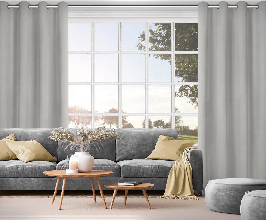 ZATEMŇOVACÍ ZÁVĚS (100%) NA KROUŽCÍCH NITA 140X250 CM ŠEDÁ