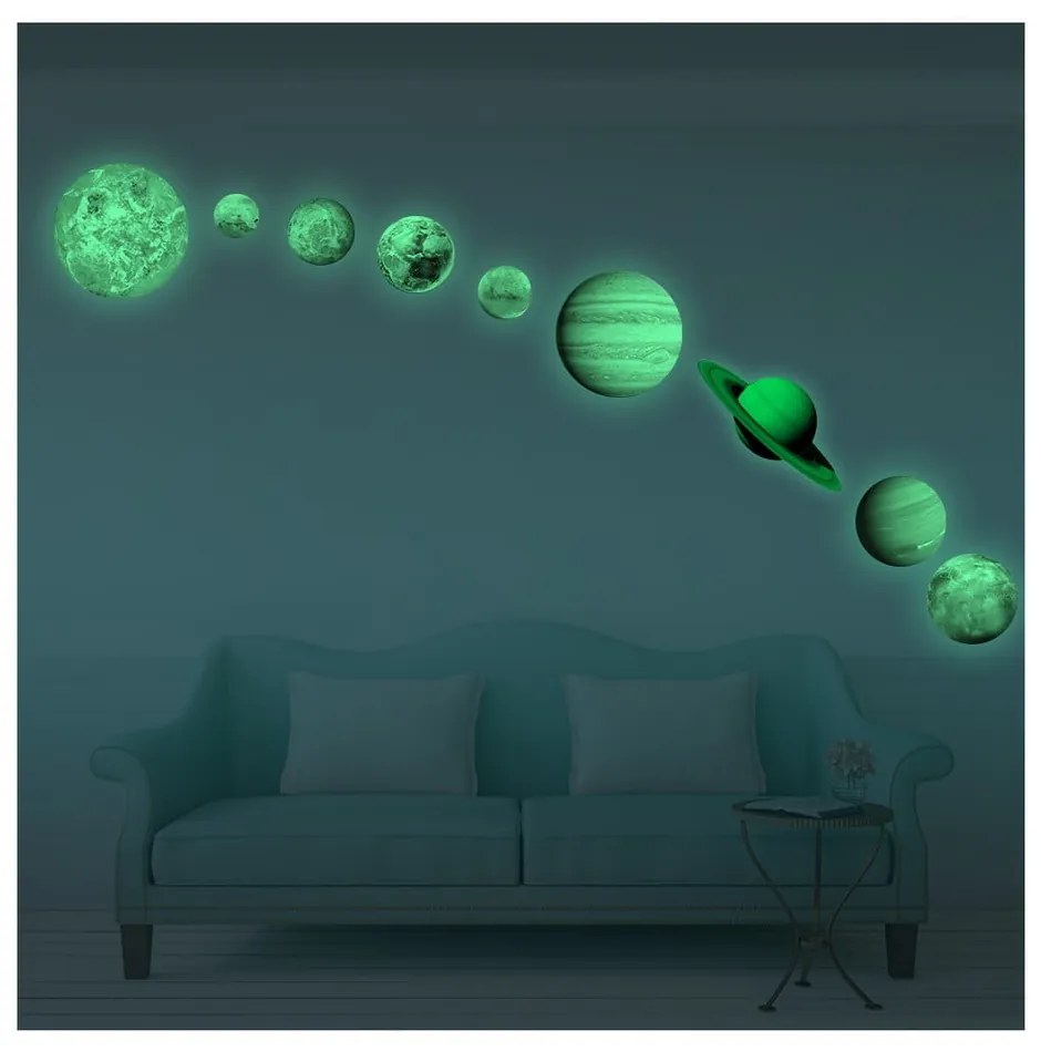 Sada 9 svítících samolepek Ambiance Solar System