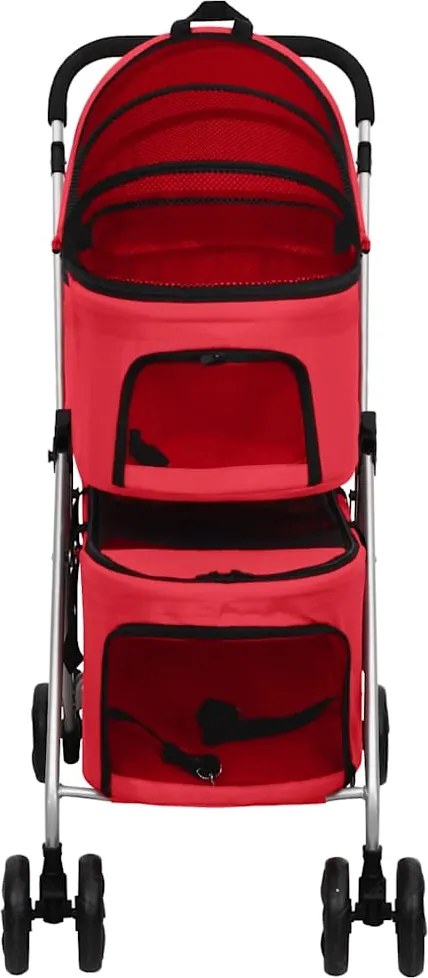 2patrový skládací kočárek pro psa červený 83x48x97 cm oxford 172206