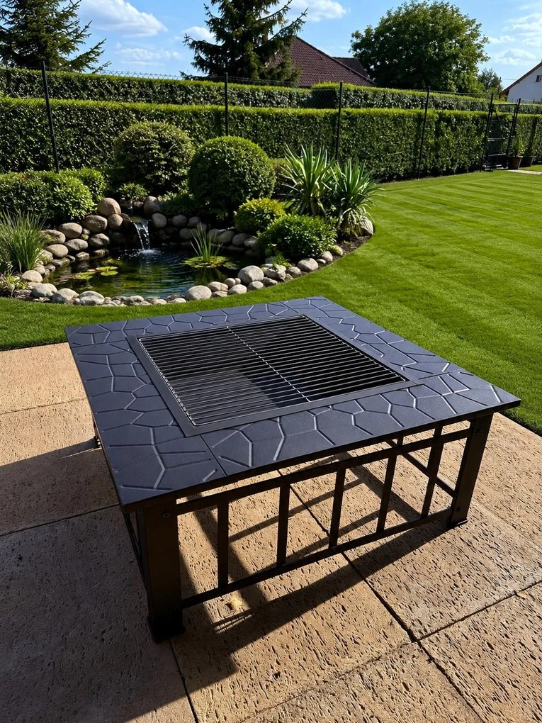 IQ Garden Čtvercové kryté ohniště PIT-008 80 cm s odkládací plochou IGNIRA 327232