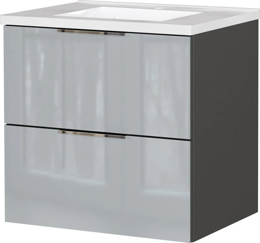 Šedá lesklá závěsná skříňka pod umyvadlo 61x61 cm Celano – Germania