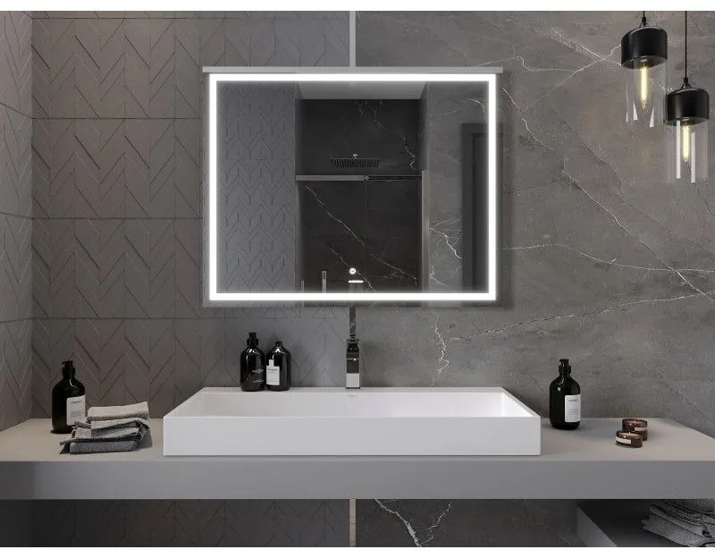 Mexen Miko, LED koupelnové zrcadlo s podsvícením 100 x 80 cm, 6000K, ochrana proti zamlžování, 9819-100-080-611-00