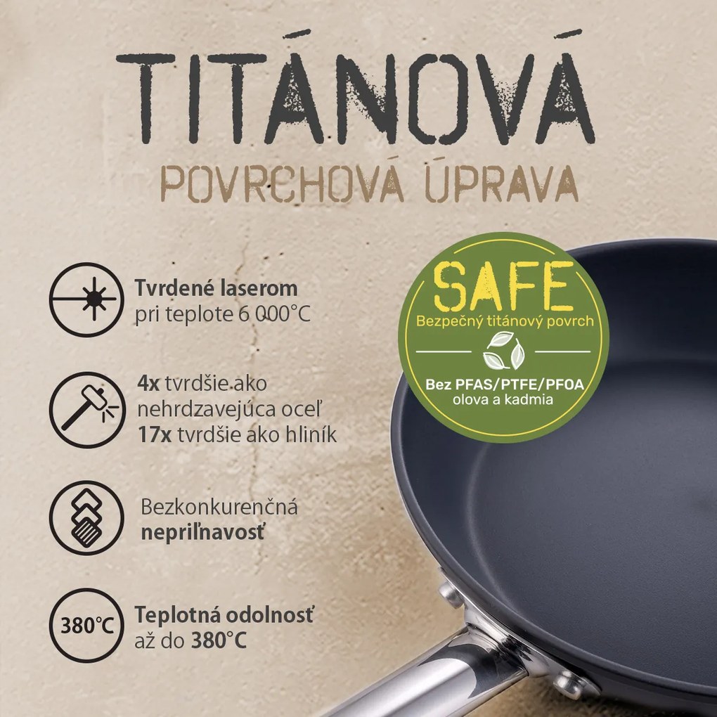 Pánev s titanovým povrchem Ø 28 cm, H: 7 cm - Saturn Terra Lunasol - 601306