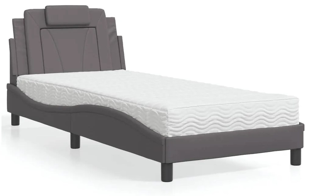 Postel Viana s matrací šedá 80 x 200 cm umělá kůže 3208757