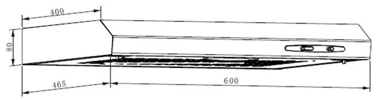 UW60BL, digestoř, 60 cm, podskříňková, 317 m³/h, černá