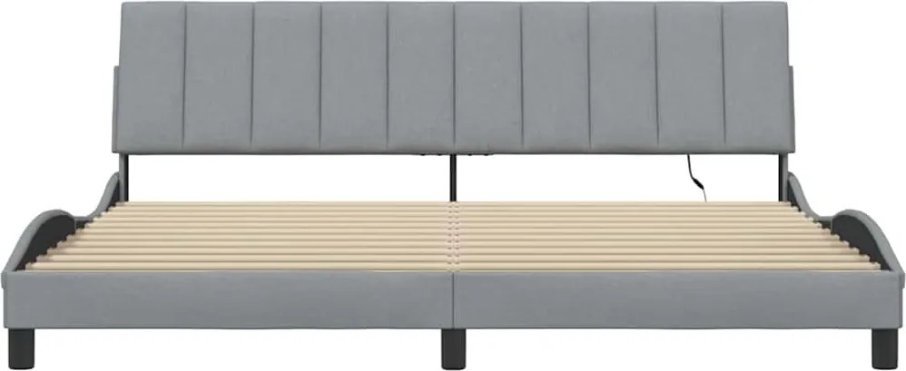 Rám postele bez matrace Hanko světle šedý 200 x 200 cm textil 3310482