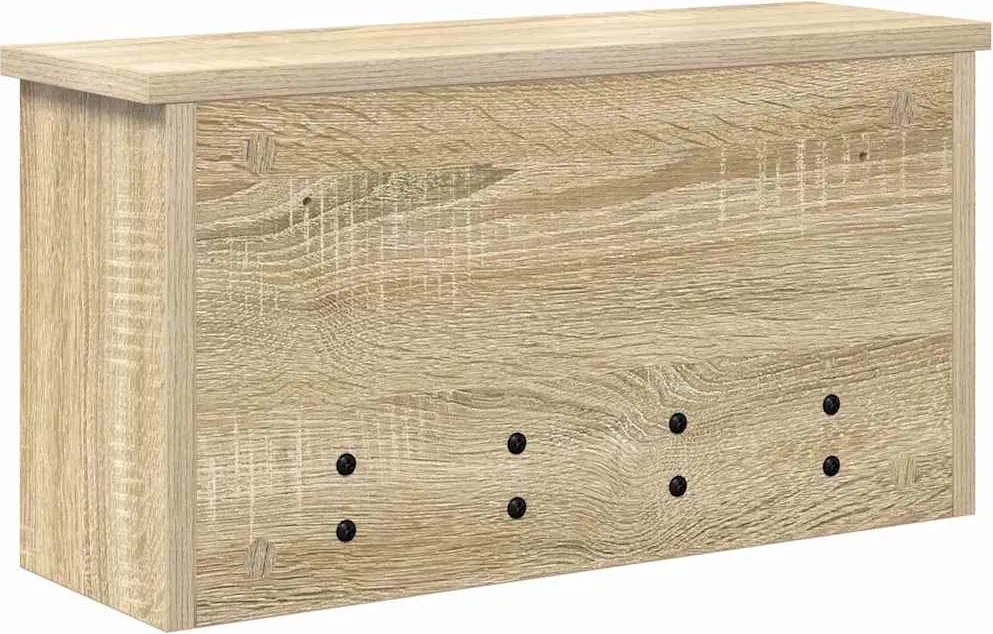 věšák, nástěnný, 3 poličky, háčky, kompozitní dřevo, 26x50x16 cm, dub sonoma, Dekorino TK20260020