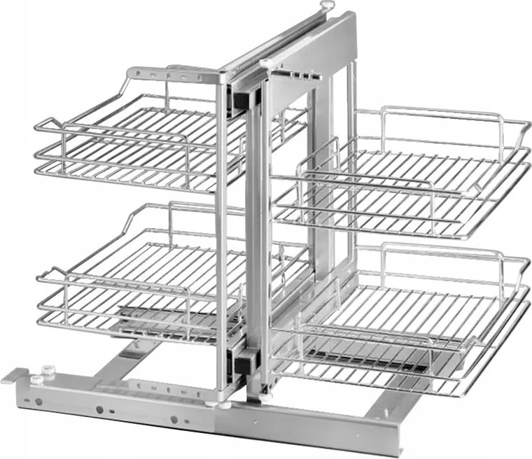 Koš Magic Corner Do Kuchyňské Rohové Skříňky Stříbrný Nomet 1200 C. Zamykací
