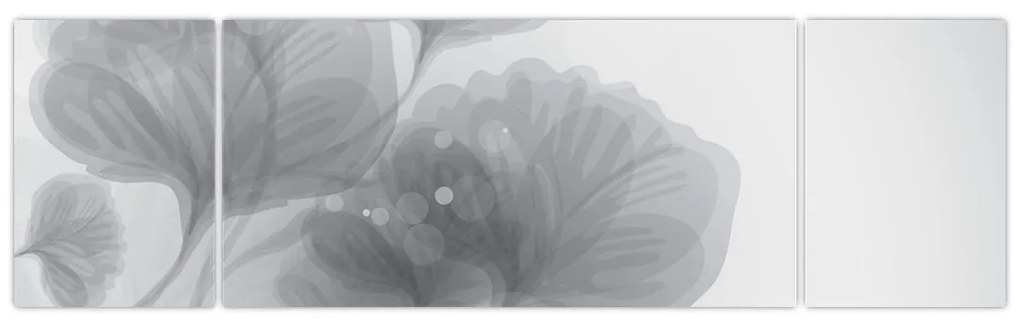 Obraz květin v šedých odstínech (170x50 cm)