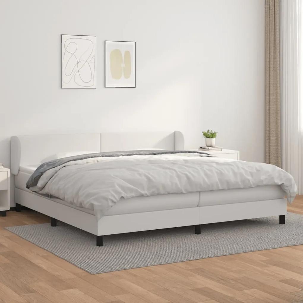 Box spring postel s matrací bílá 200x200 cm umělá kůže,  3127212