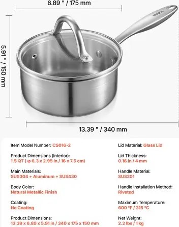 Hrnec 1,42 l VEVOR