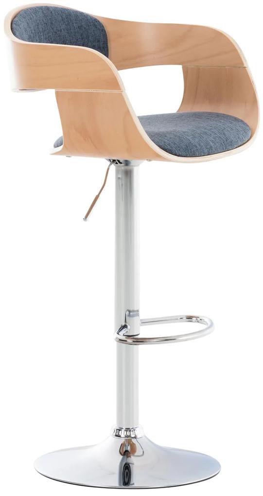 Barová židle King ~ látka, dřevo natur - Modrá
