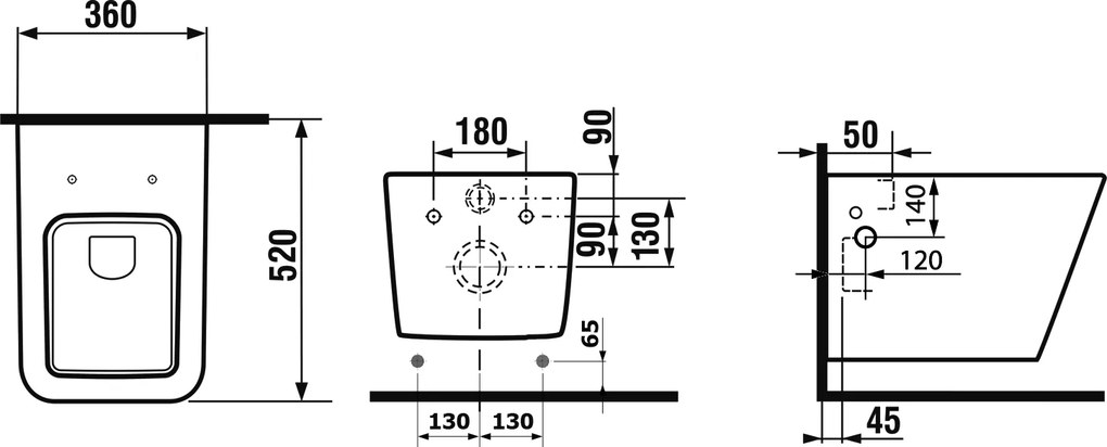 Sapho PORTO závěsná WC mísa s bidetem, Rimless, 36x52 cm, bílá PZ102RX