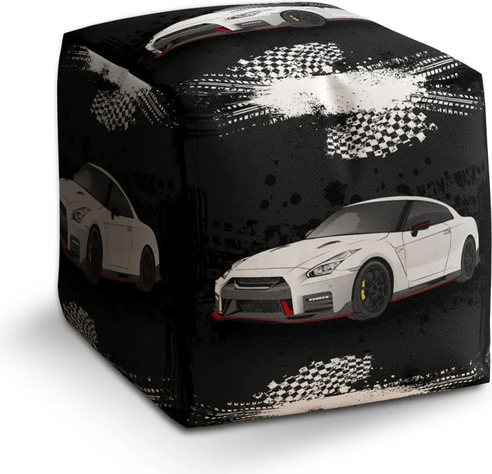 Sablio Taburet Cube Nissan GTR 35 Černý - 60x60x60 cm