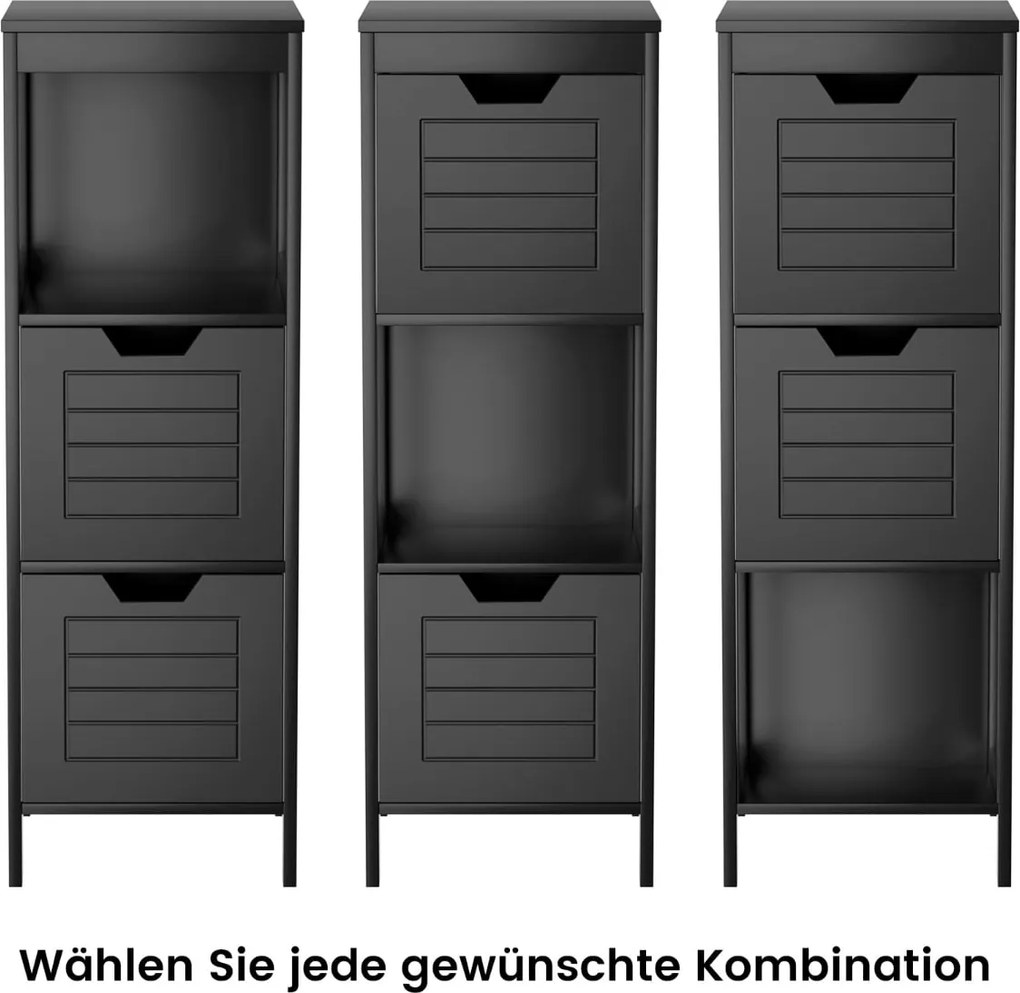 Costway Dřevěná koupelnová komoda se 2 zásuvkami – 30 × 30 × 89 cm, černý