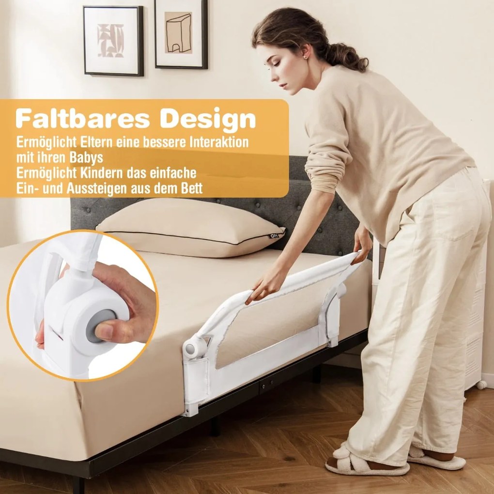Costway Bed Rail Bezpečnostní zábradlí pro batolata s měkkou pěnou s popruhem