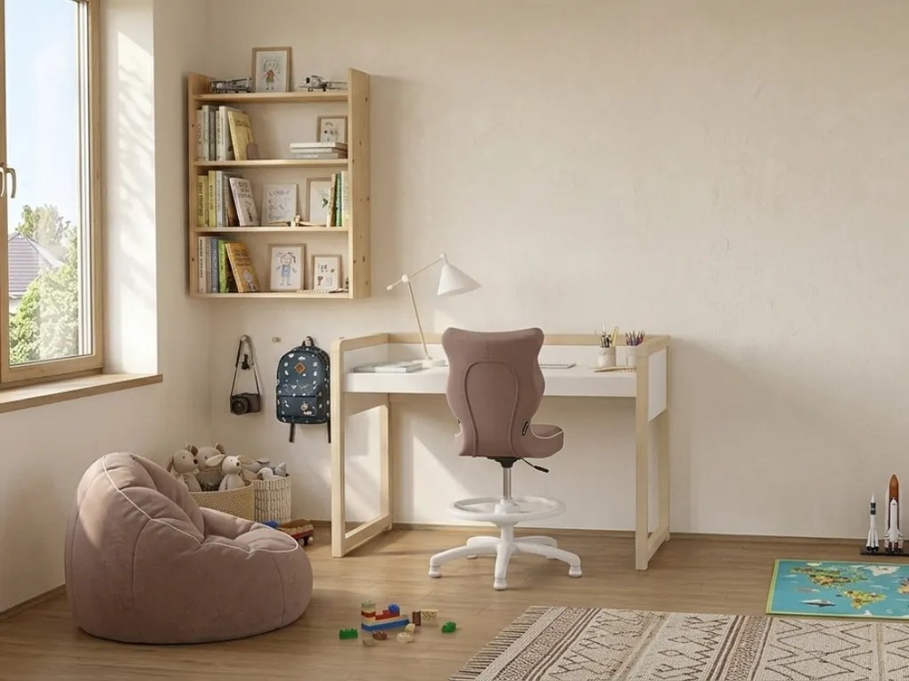 Benlemi Dětský rostoucí stůl STOLLY se dvěma výškami stolu + ergonomická židle STARORŮŽOVÁ Zvolte rozměr židle: dítě 133 - 159 cm (výška stolu 71 - 82 cm)