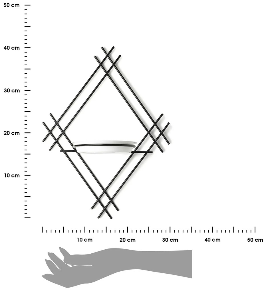NÁSTĚNNÝ DRŽÁK NA KVĚTINÁČ EVELIN 41X31X26 CM ČERNÁ