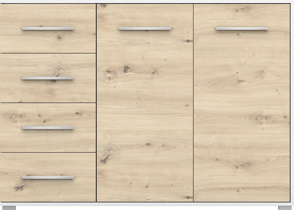 IDZ Komoda FRIDA 2D4S 01, 135 cm Dub Artisan / Bílá