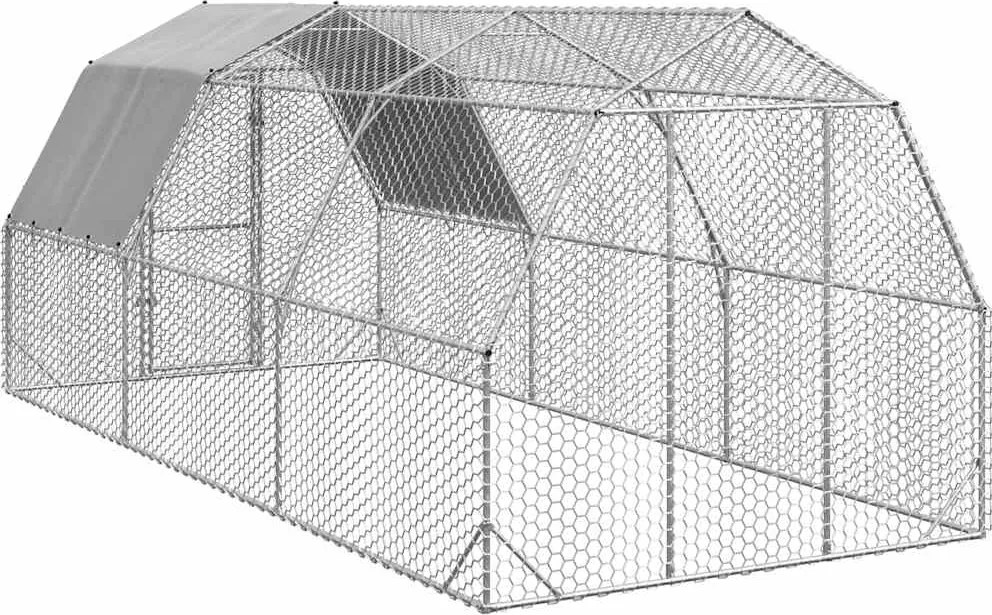 Výběh pro slepice se střechou 2,5x6x2,25 m pozinkovaná ocel 3328527