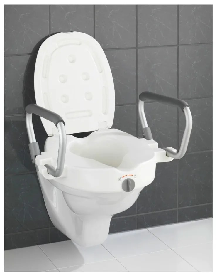 Zvýšené WC sedátko s opěrkami pro seniory Wenko Secura, 47,5 x 55 cm