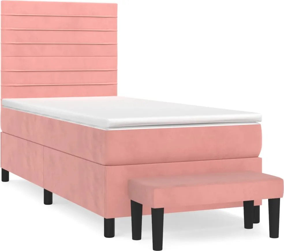 Box spring postel s matrací růžová 80 x 200 cm samet 3137874