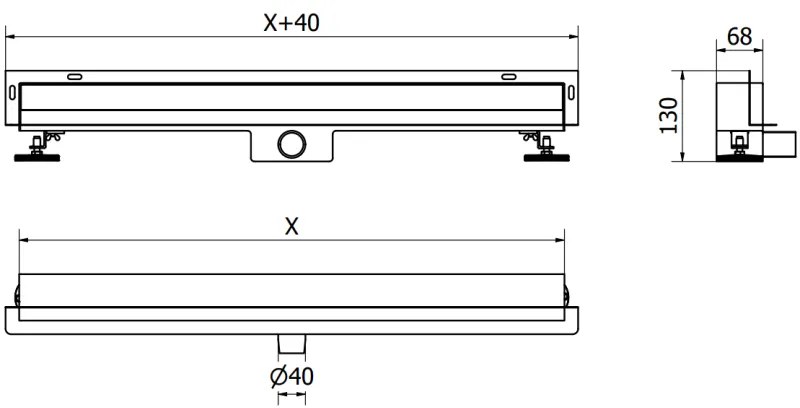 Mexen Flat Wall nástěnný lineární odtok 2v1 60 cm, Chromovaná - 1030060