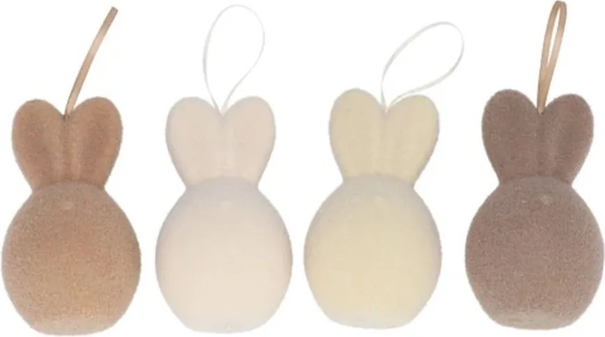 Set 4ks přírodní velikonoční vejce s oušky Egg Easter Flock - Ø 8*14 cm