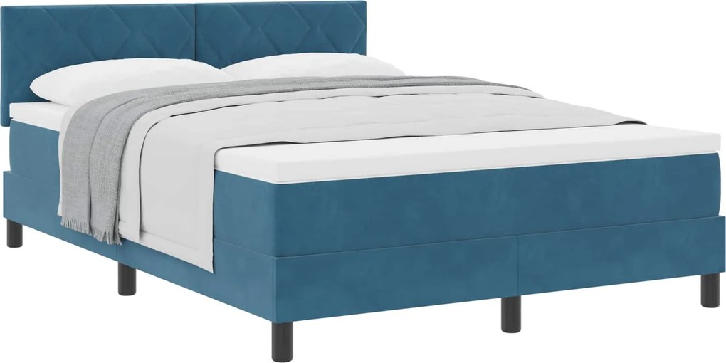 Postel s boxspringem s čelo Tmavě modrá 140 x 190 cm samet 3339240