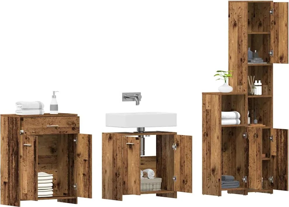 4dílná koupelnová sestava old wood kompozitní dřevo 3328941