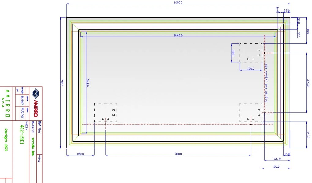 Starlight black LED zrcadlo na chodbu do předsíně nástěnné do koupelny 412-283