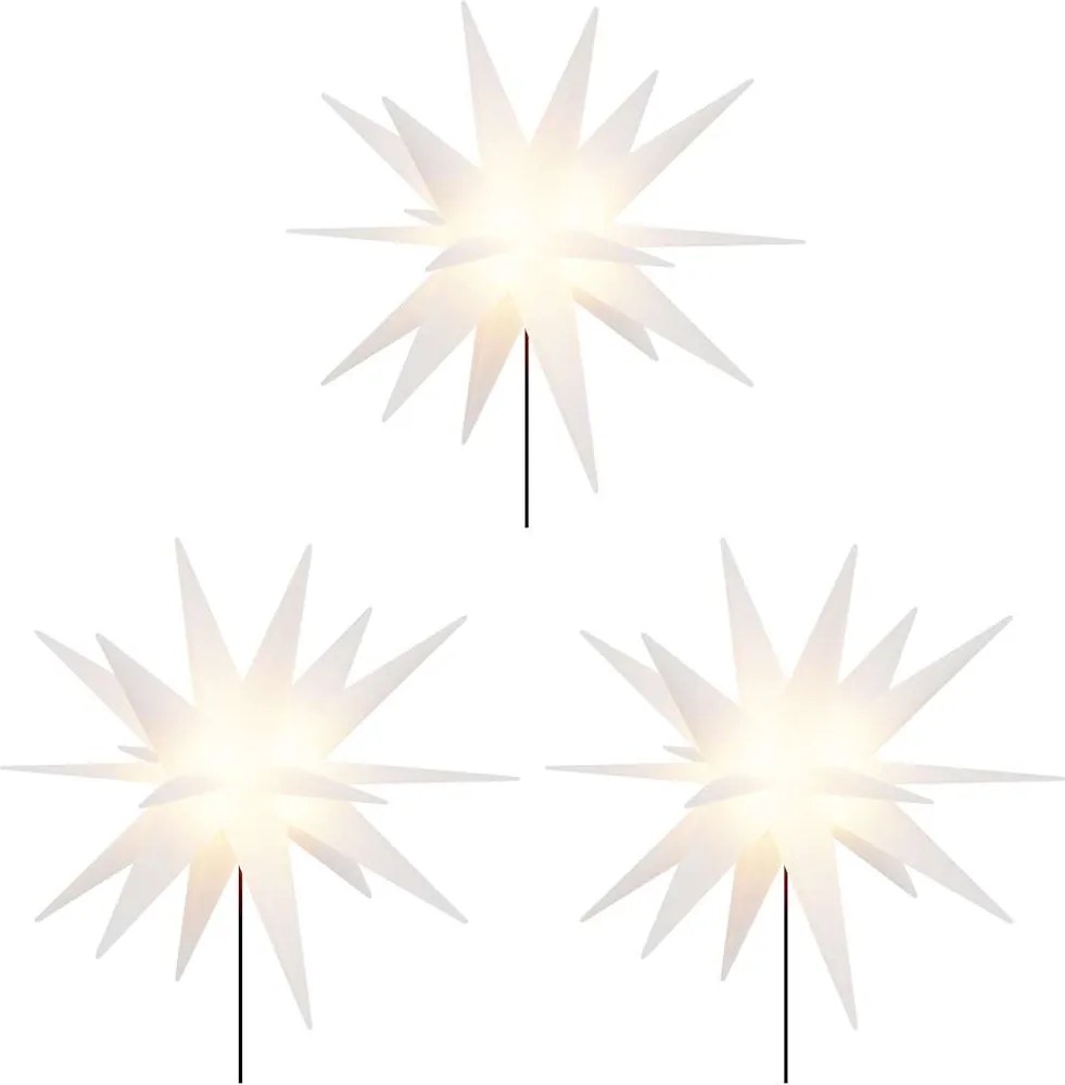 Svítící vánoční hvězdy s hroty 3 ks LED skládací bílé 57 cm 3190445
