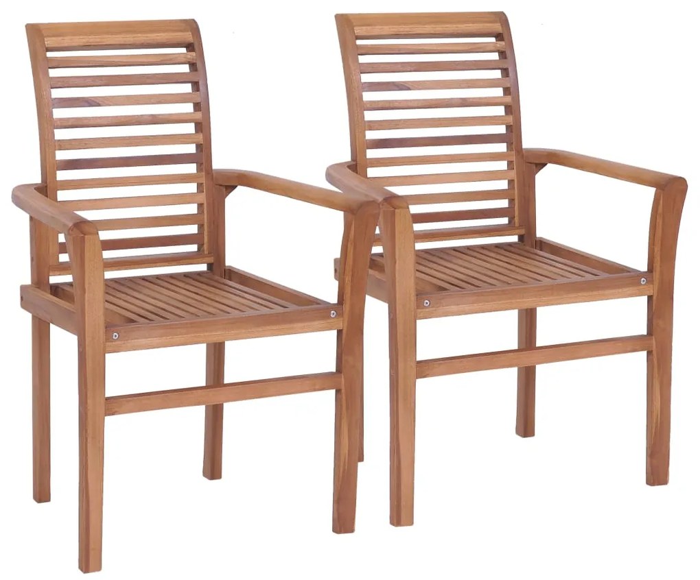 Jídelní židle Foligno - 2 ks - masivní teakové dřevo | šedé podušky