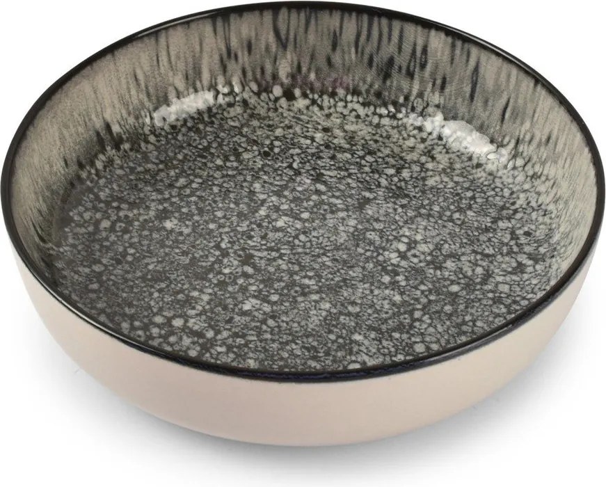 Černý/krémový hluboký talíř z kameniny ø 18,5 cm Gravel – ONA