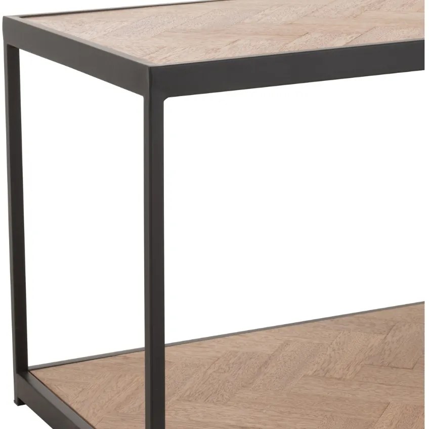 Dřevěný konferenční stolek J-line Zigtem 150 x 40 cm s černou konstrukcí
