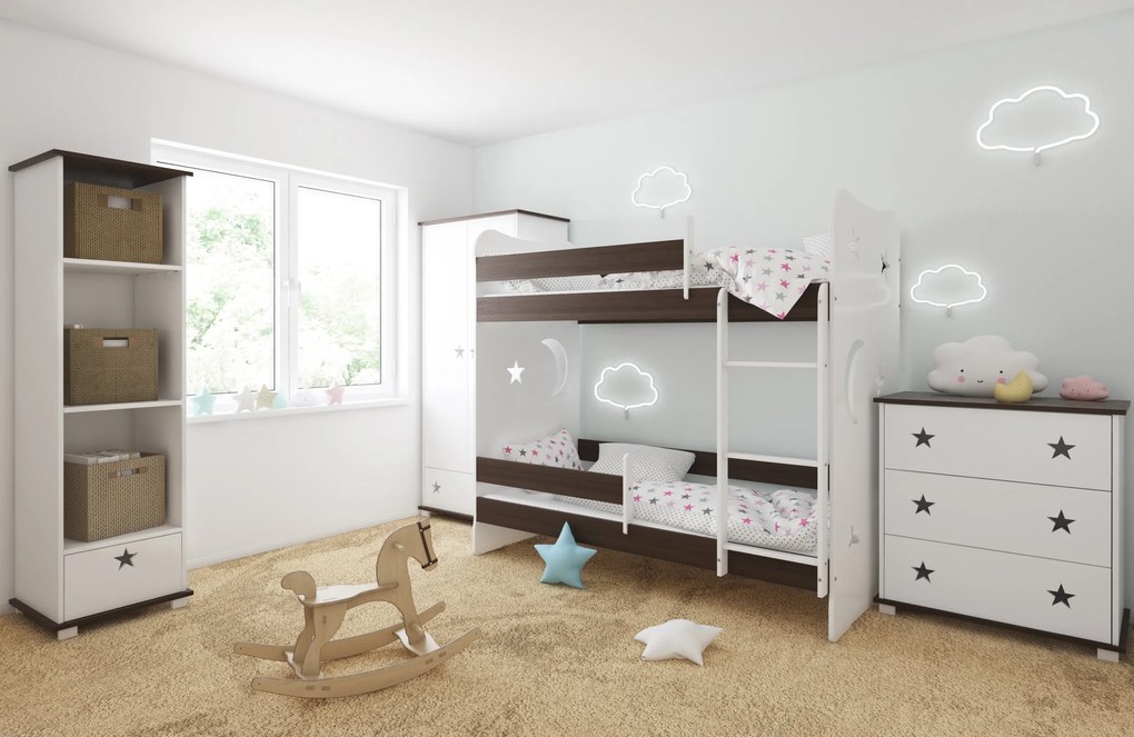 BabyBeds Dětská patrová postel STARS II 180x80 Barevné provedení: Bílá, Úložný prostor: Ne, bez úložného prostoru