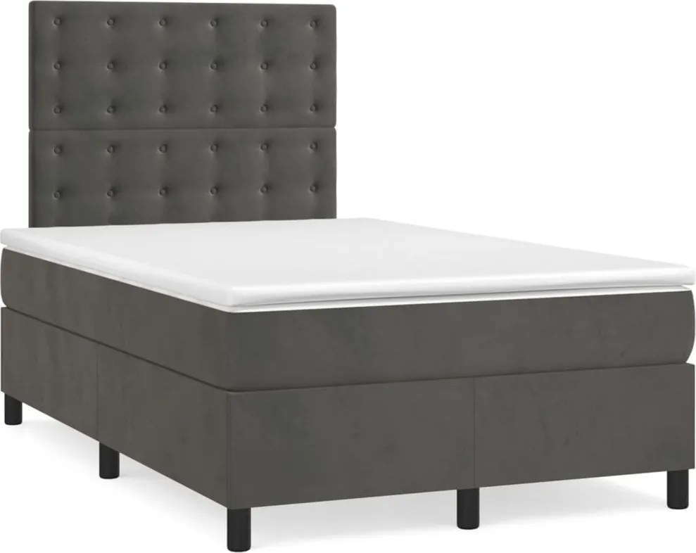 Box spring postel s matrací tmavě šedá 120 x 200 cm samet 3143254