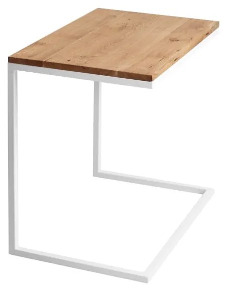 Stůl s bílým podnožím a deskou z masivního dubu Custom Form Lupe