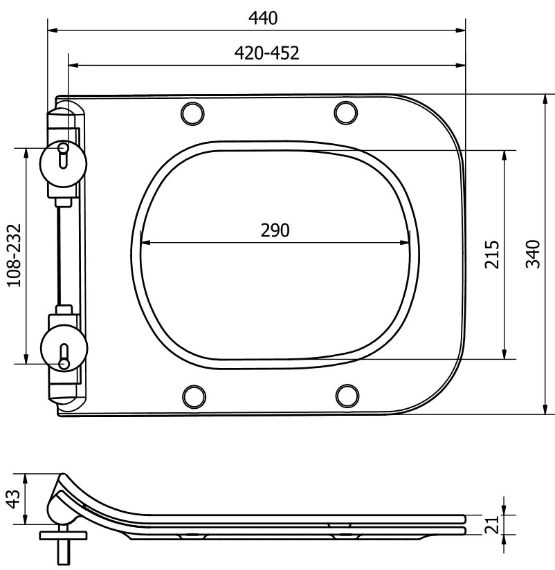 Mexen - WC sedátko SLIM DUROPLAST na wc mísu STELLA, MARGO (821) | soft-close, 39080100