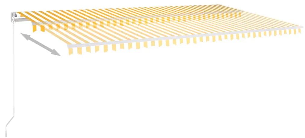 Automatická markýza LED a senzor větru 6 x 3 m žlutobílá,  3070013