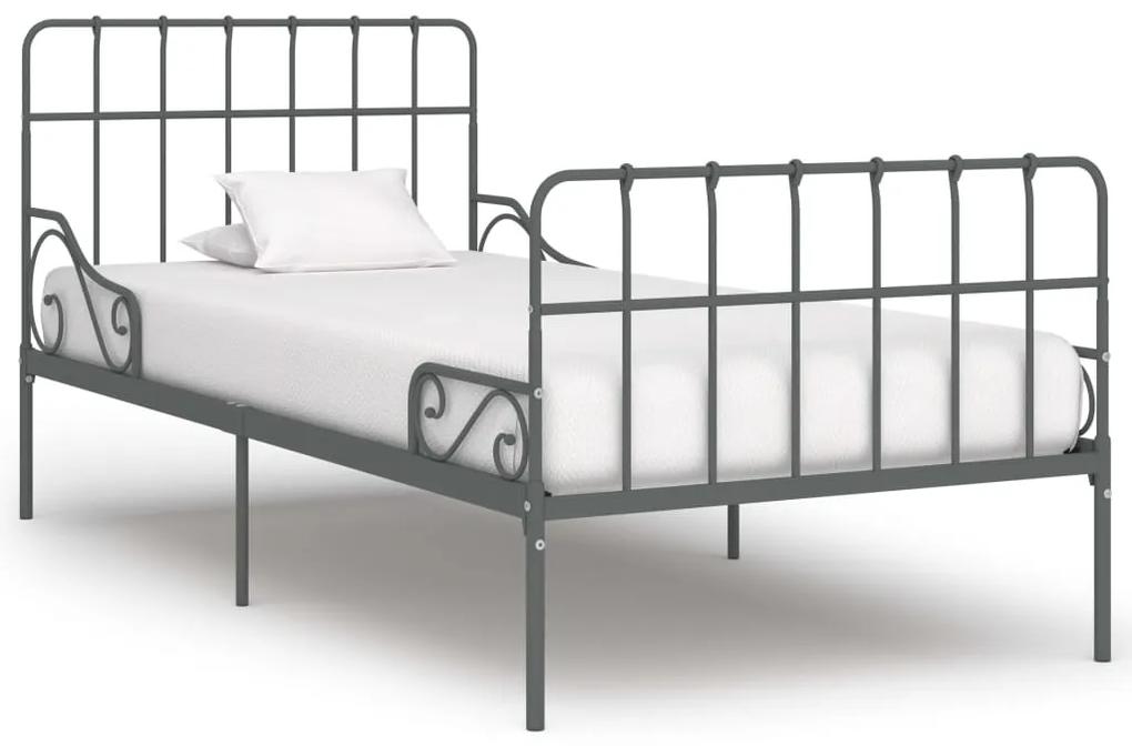 284616 vidaXL Rám postele s laťkovým roštem šedý kov 100 x 200 cm
