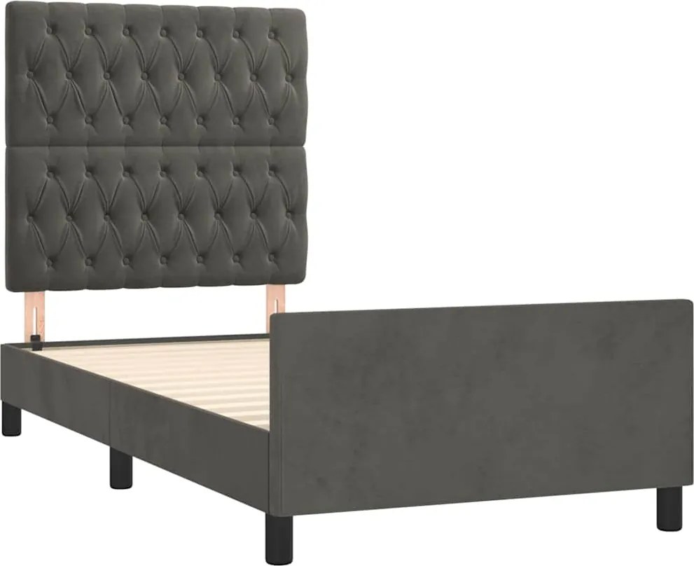 Rám postele bez matrace tmavě šedý 90 x 200 cm samet 3125917