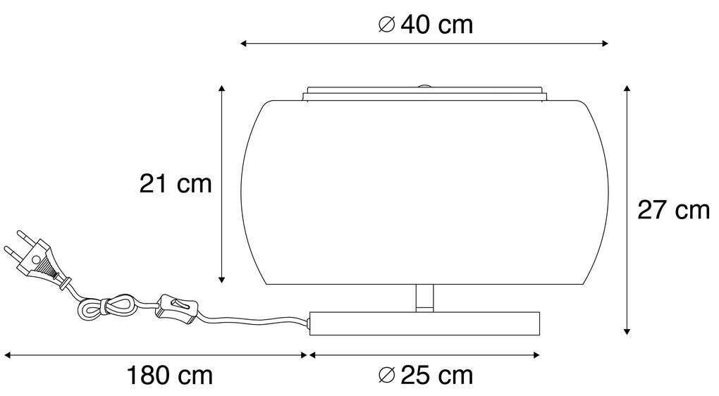Designová stolní lampa černá s kouřovým sklem 3-světla - Bino