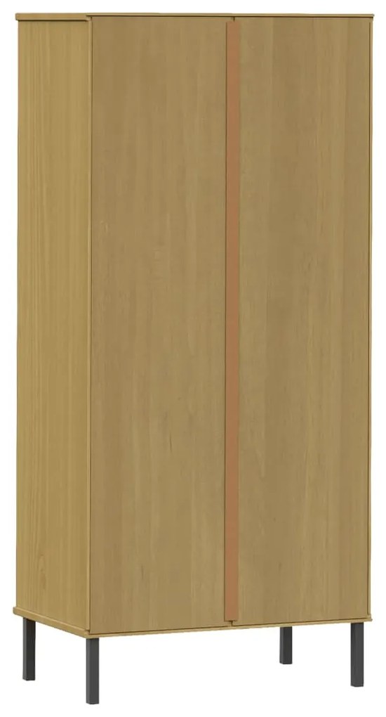 Knihovna Oslo se 2 zásuvkami - masivní dřevo - 60x35x128,5 cm | hnědá