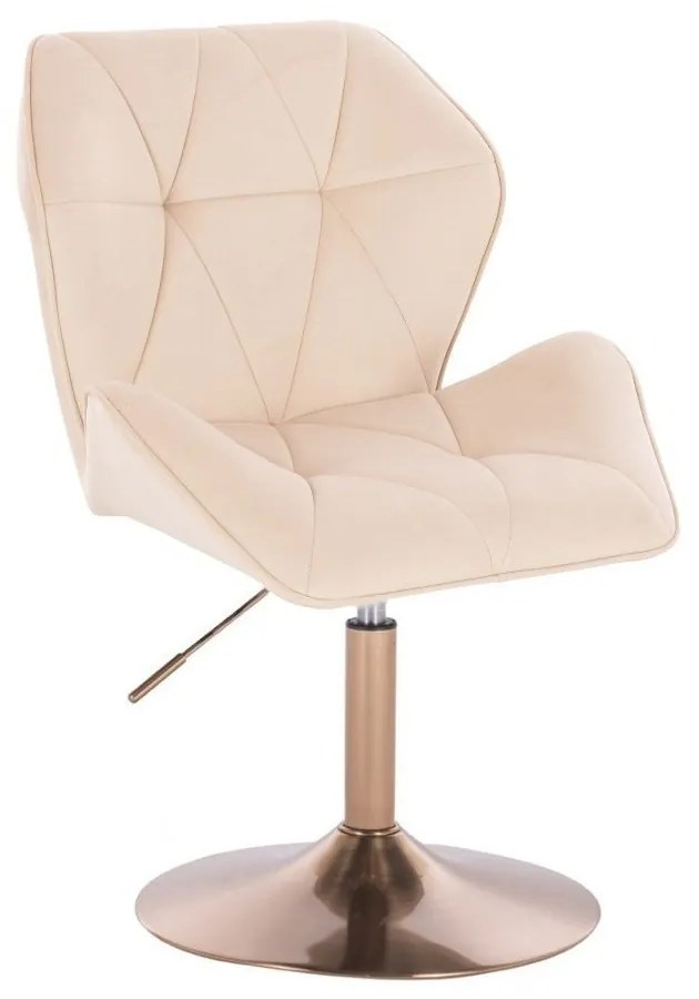 LuxuryForm DESIGN Otočná židle MILANO MAX VELUR na zlatém talíři - krémová
