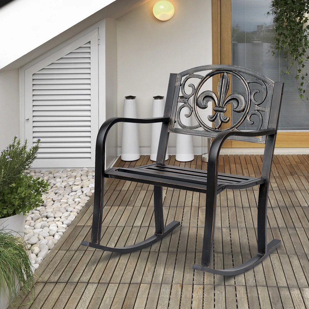 Zahradní houpací křeslo Outsunny antický design z kovu v bronzové barvě, stylové a pohodlné pro terasu a zahradu | Aosom.de