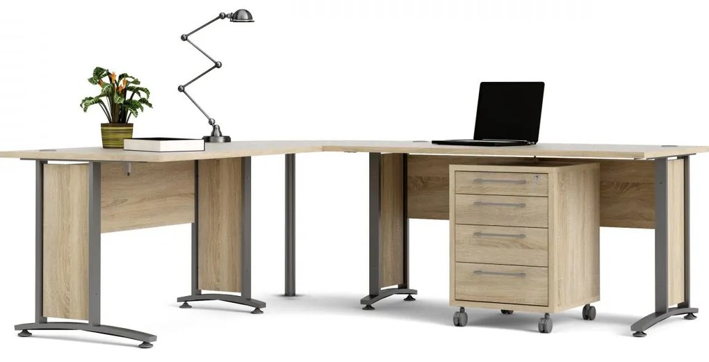 Rohový psací stůl Office 80400/304 dub sonoma/silver grey