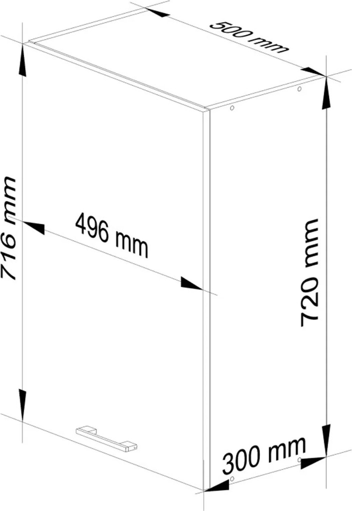 Kuchyňská skříňka OLIVIA W50 H720 - bílá/cappuccino lesk