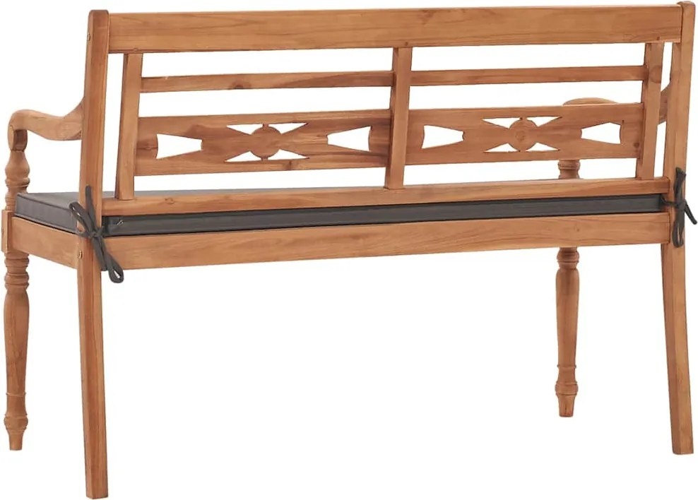 Lavice Batavia s tmavě šedou poduškou 120 cm masivní teak 316030