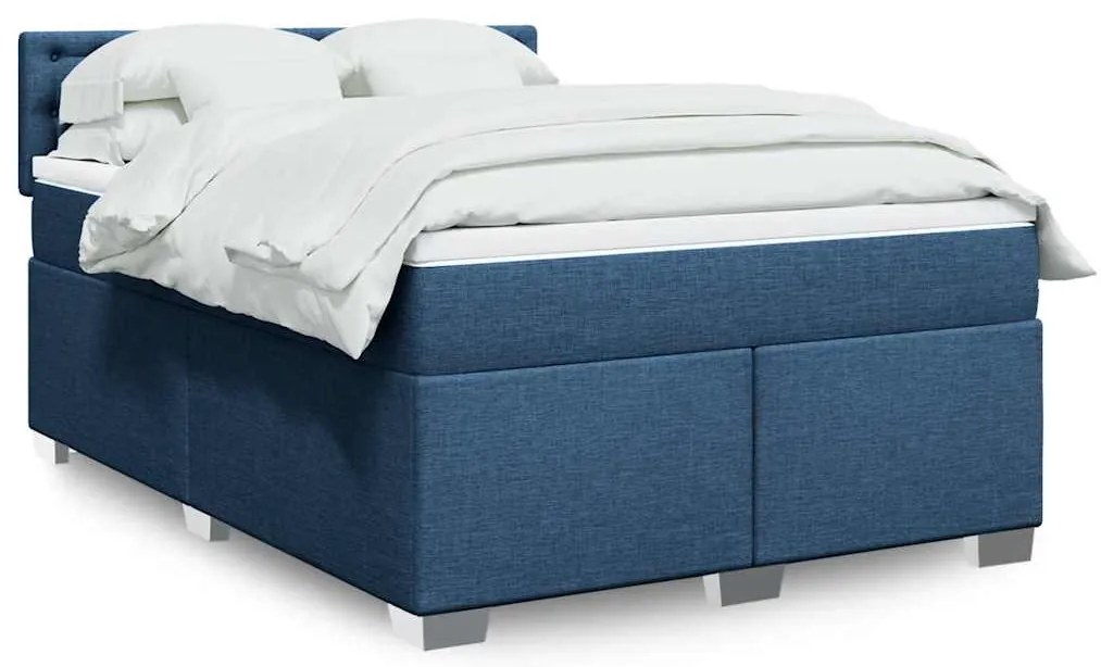 Box spring postel s matrací modrá 140x190 cm textil 3288203